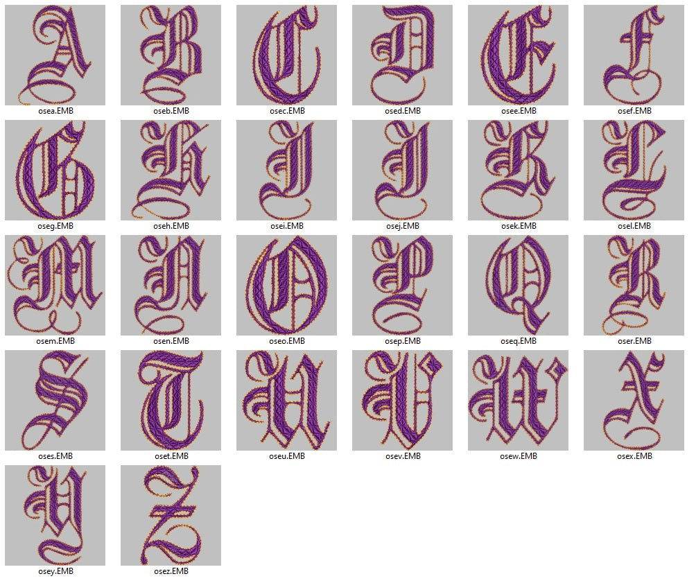 Gothic Script Alphabet Embroidery Pack – Instant download ...